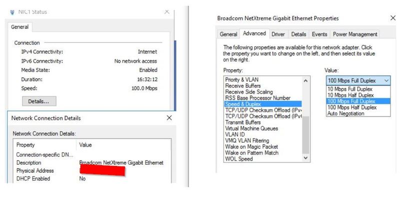 Window Server 2016 NIC speed limited to 100 mbps - Networking ...