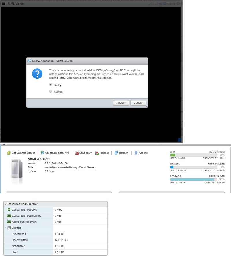 ESXI6.5 no more space for virtual disk unable to continue this session - Virtualization ...