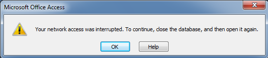 MS ACESS Error: Your network access was interupted. To continue, close the DB.. - Databases ...