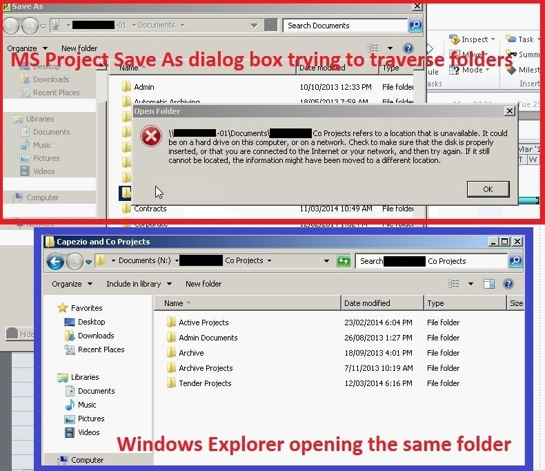 Error saving Project files to network drive - Project not seeing last ...