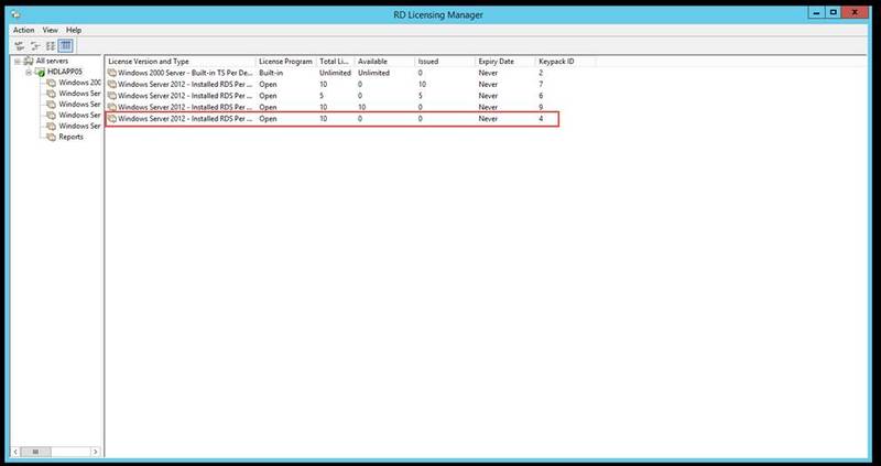 RD Licensing Manager - Available licenses - Software & Applications ...