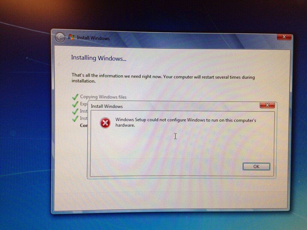 Windows Setup could not configure Windows on this computer hardware ...
