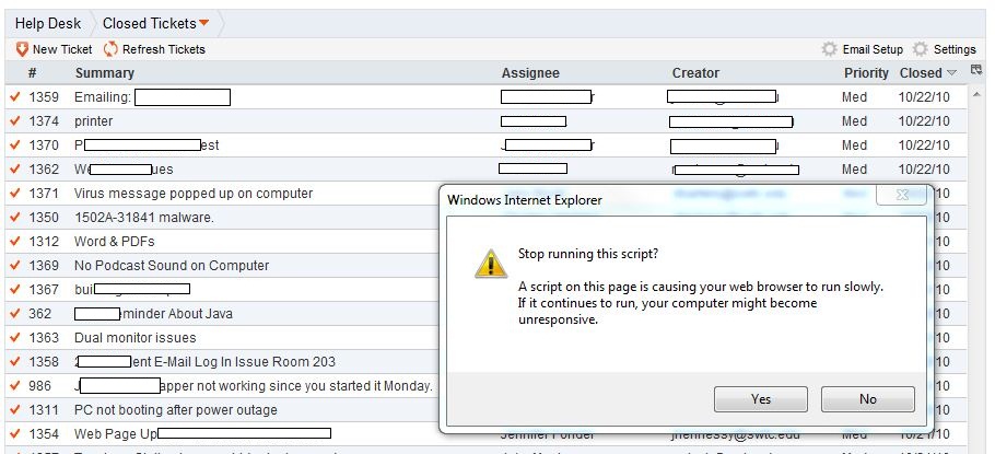 Spiceworks 5.0.58107 Windows Internet Explorer "Stop running this script" error - Spiceworks ...