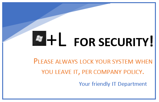 Security Awareness - Lock your computer reminder cards? - Security ...