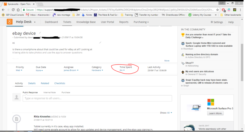 How to record time spent on a ticket - #3 by rhiaknowles - Spiceworks Support - Spiceworks Community