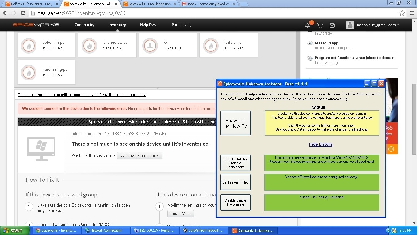 Half My Pc S Inventory Fine Half Show No Open Ports 9 By Benbolduc Spiceworks Support