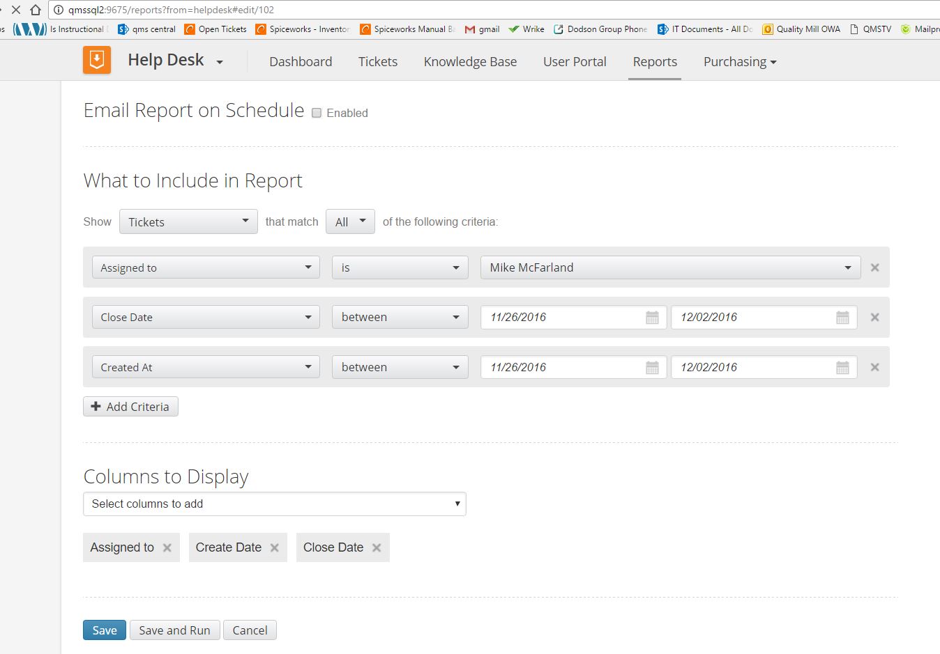 Report request- tickets assied to specific time frame and ope - Spiceworks Support - Spiceworks ...