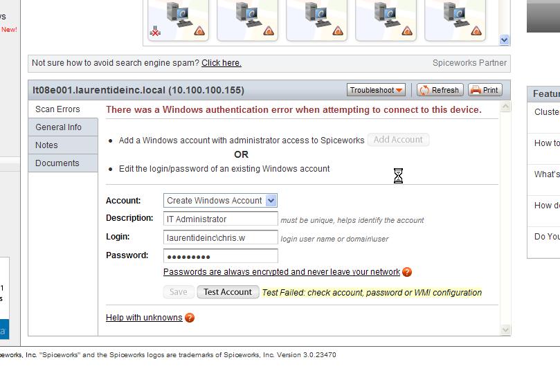 Why do i get the error "There was a Windows authentication error when attempting - Spiceworks ...