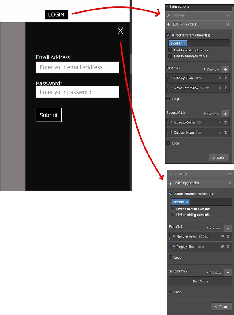 Opening/closing the sliding sidebar with the same button while keeping ...