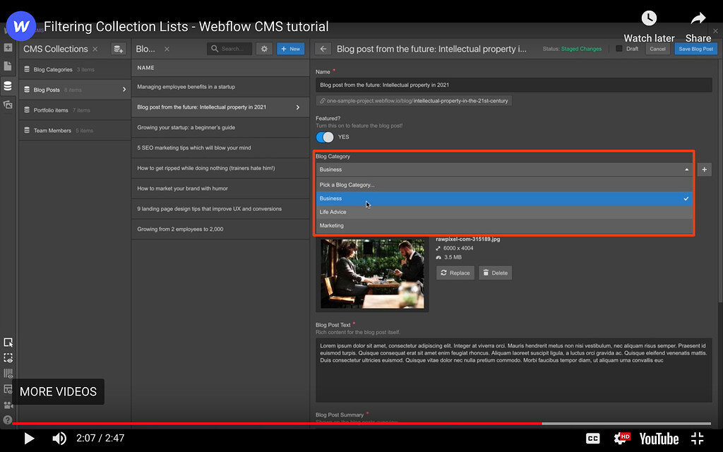 How to create a "Blog Category" - CMS - Forum | Webflow