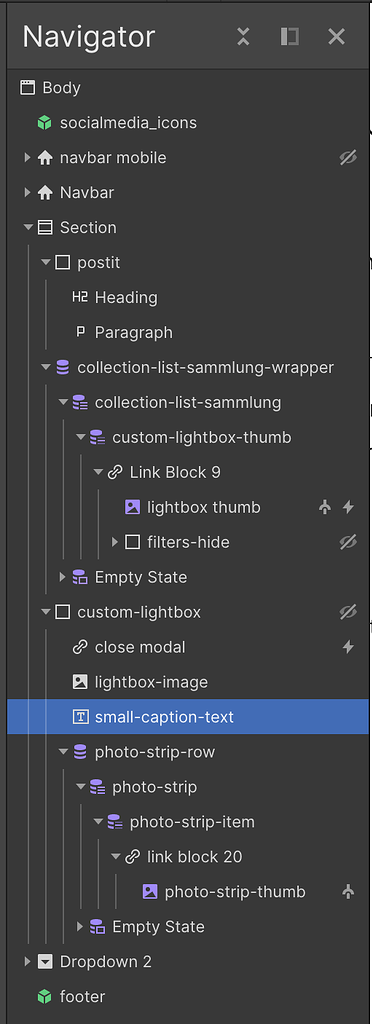 CMS multi-image lightbox with captions - Custom code - Forum | Webflow