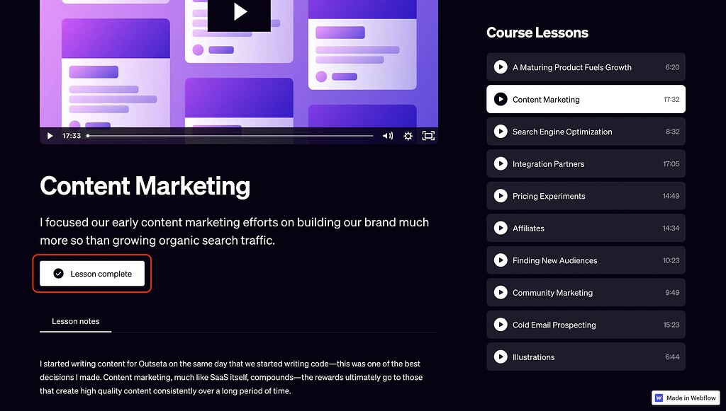 Outseta & Webflow as a Learning Management System (LMS) for Video ...