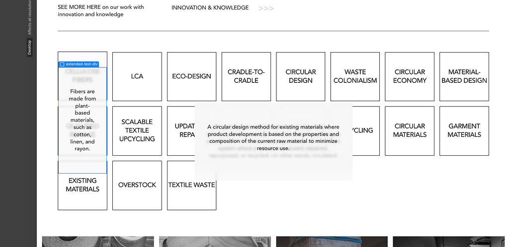 Absolute div with text, inside of a grid is jumping to a static div ...