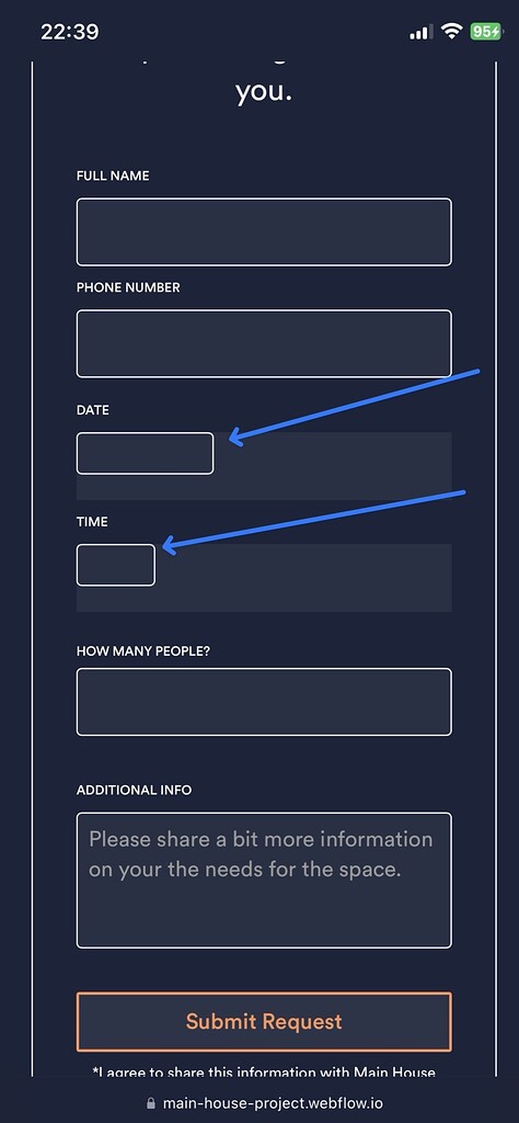 Date and Time Inputs look wrong on iOS devices (Chrome, Safari)) - Layout & Design - Forum | Webflow