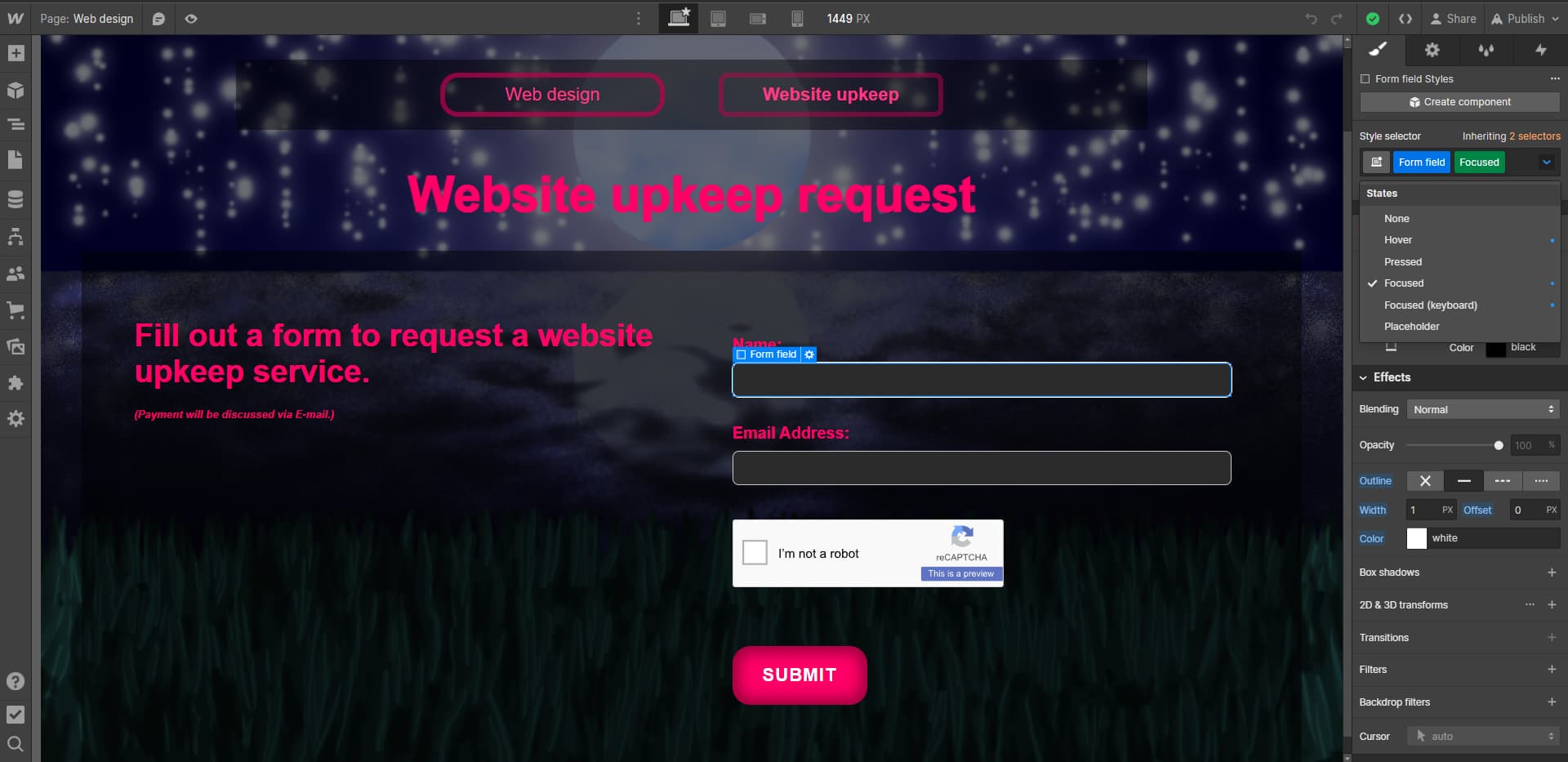 How do I remove default focused state on form fields? - Layout & Design - Forum | Webflow