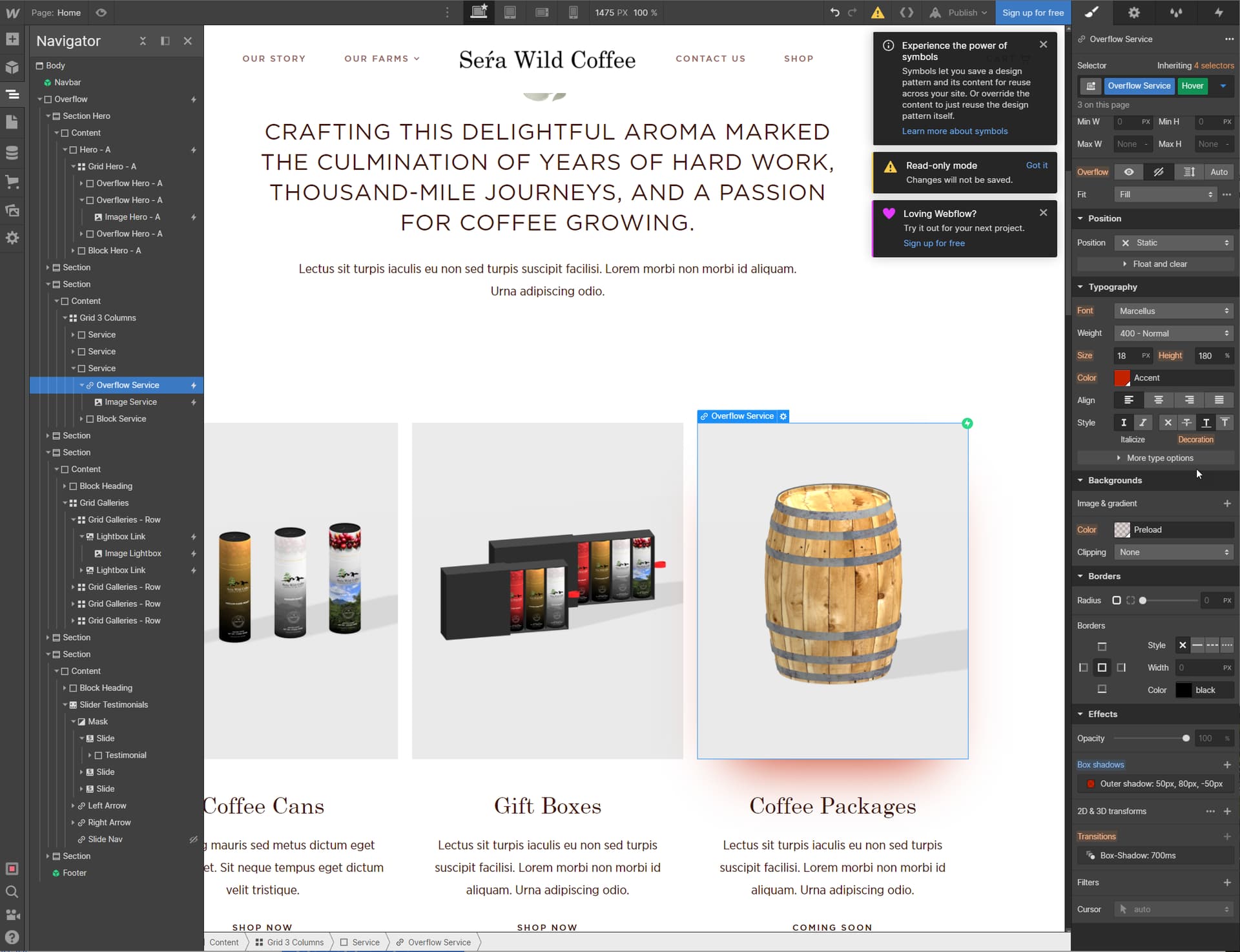 Create a horizontal scrollable Grid Carousel, that is scrollable only ...