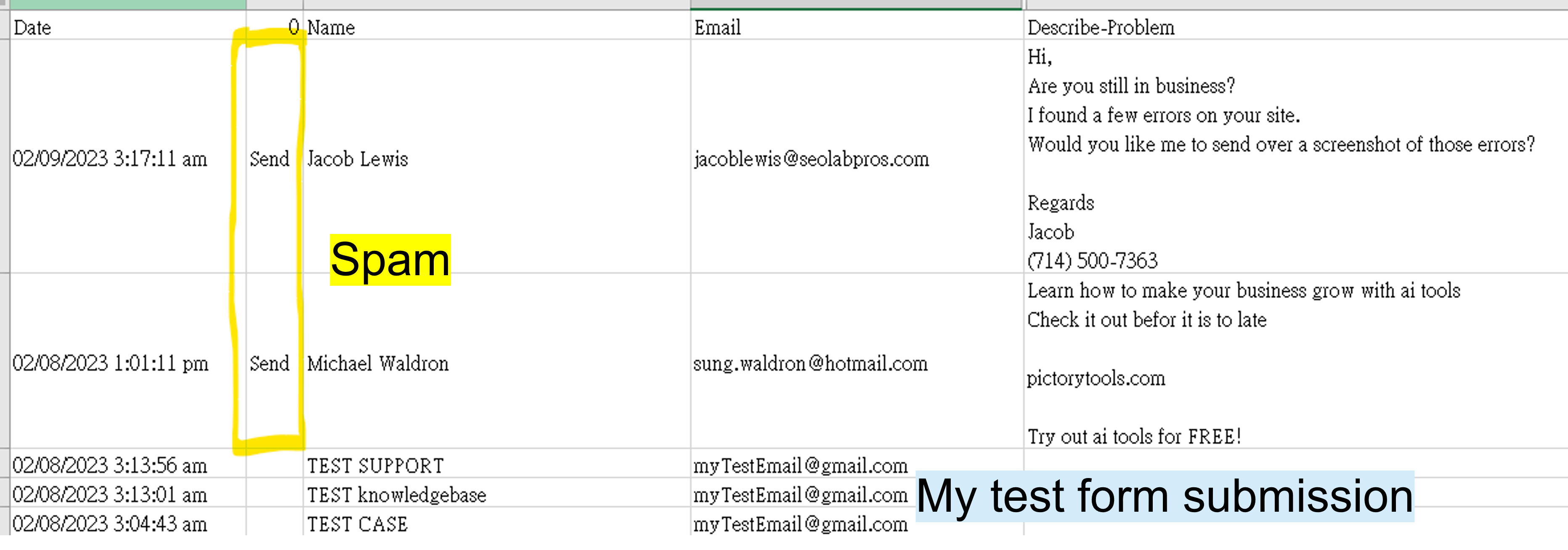 My form contains an unknown field submission when receiving spam ...
