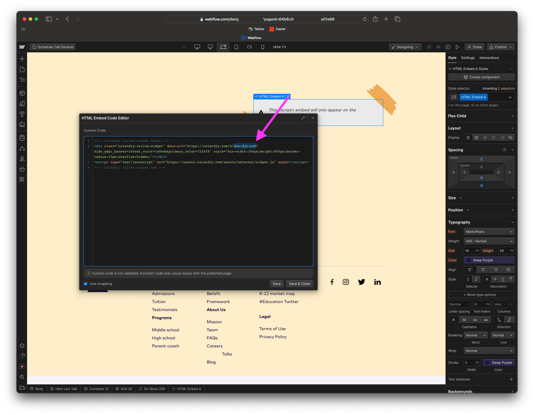 Possible to automate the modification of a page element's HTML embed code? - Custom code - Forum ...