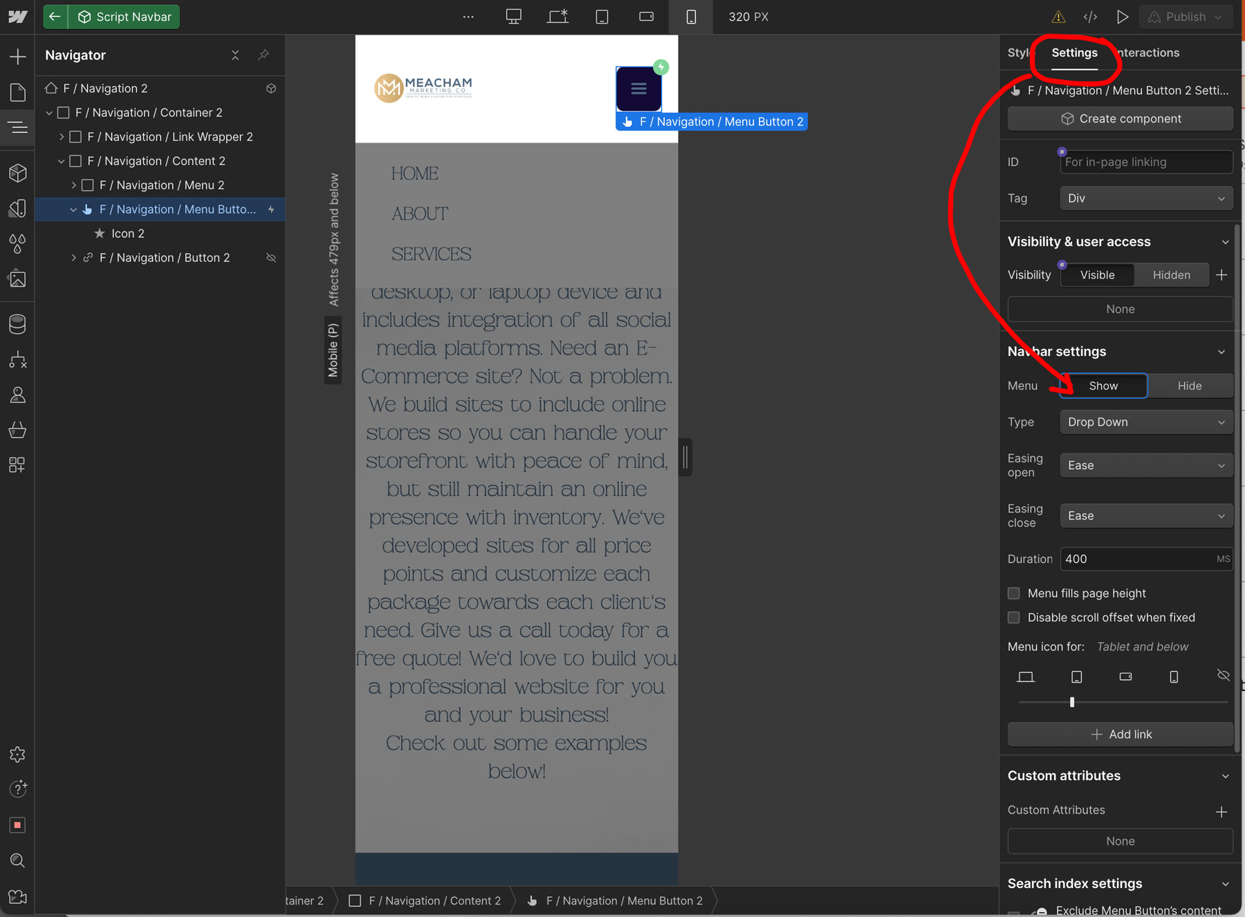 Help with changing this color on Mobile Version! - Animations & Interactions - Forum | Webflow