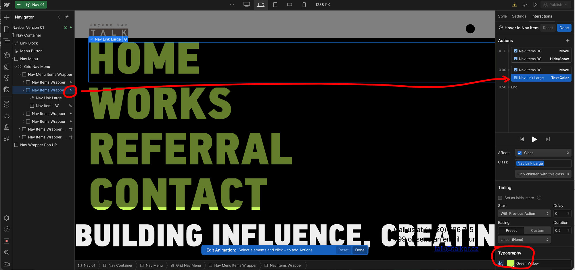 How to change animation colors and fonts in the expanded full page menu - Animations ...