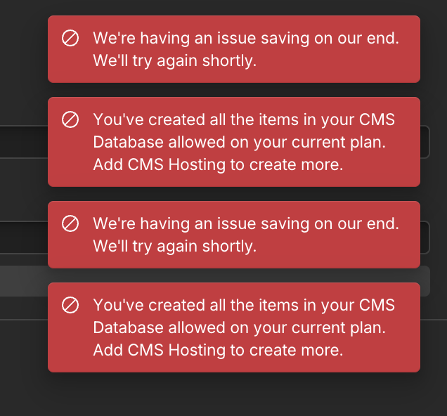 Error while adding CMS item - CMS - Forum | Webflow
