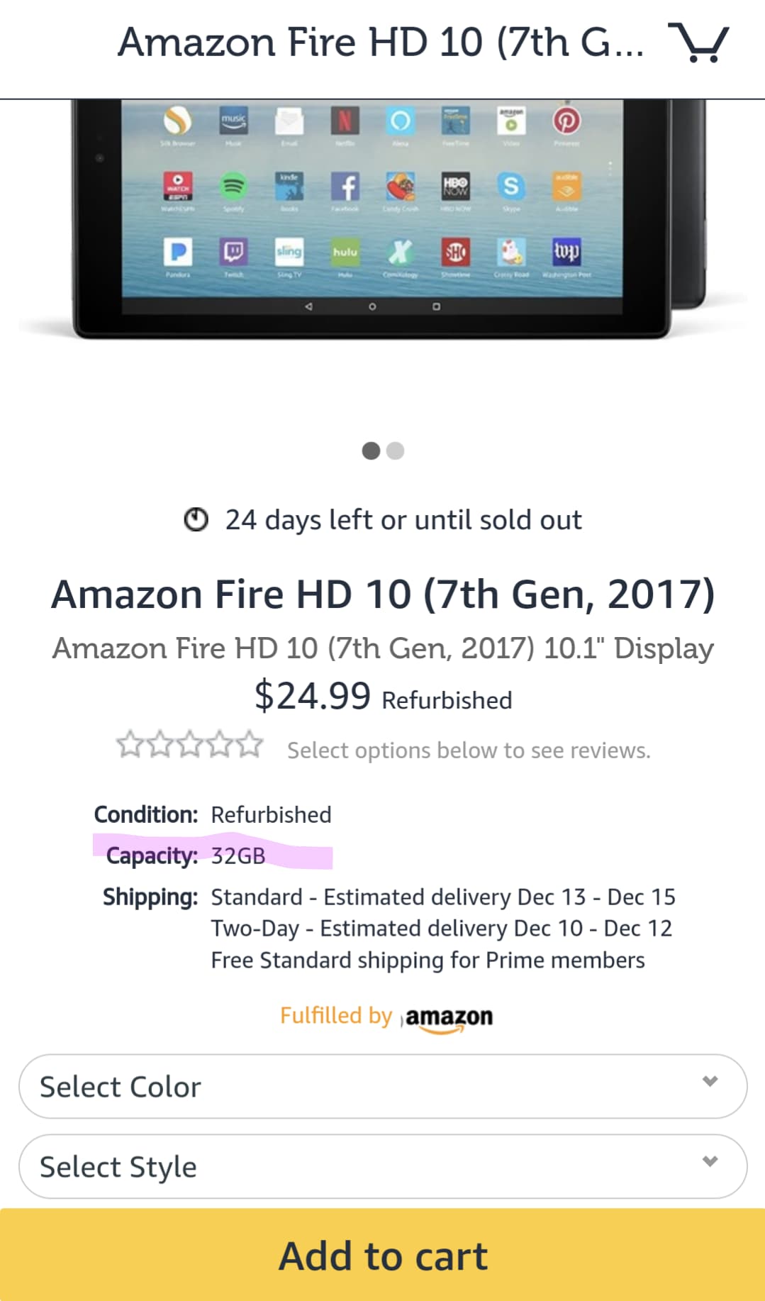 Amazon Fire HD 10 (7th Gen, 2017) - Electronics - Woot